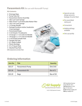 RenovaRP Paracentesis Pump | PDF | Surgery | Medical Health