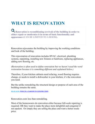 Renovation vs remodeling | PDF