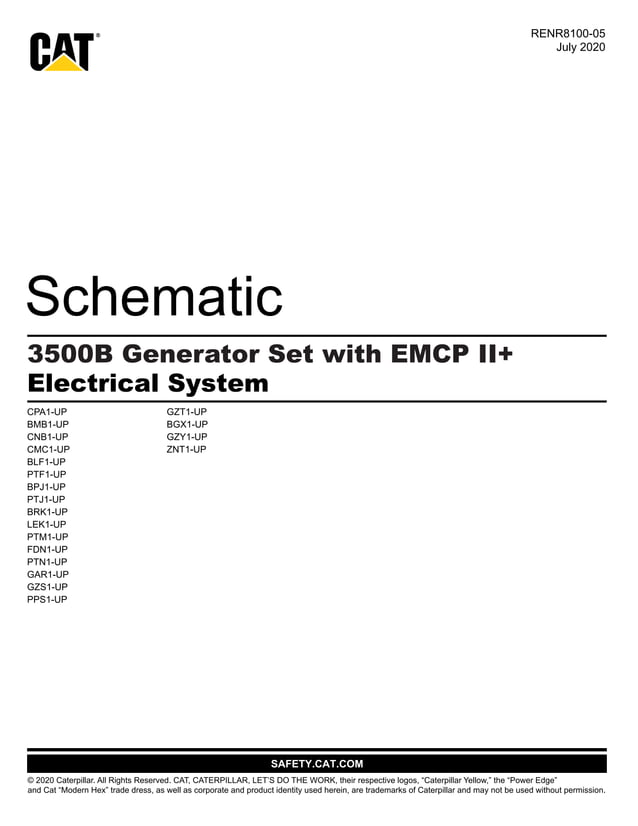 PLANO ELECTRICO 3500B CATERPILLAR N°.Renr81000001 | PDF