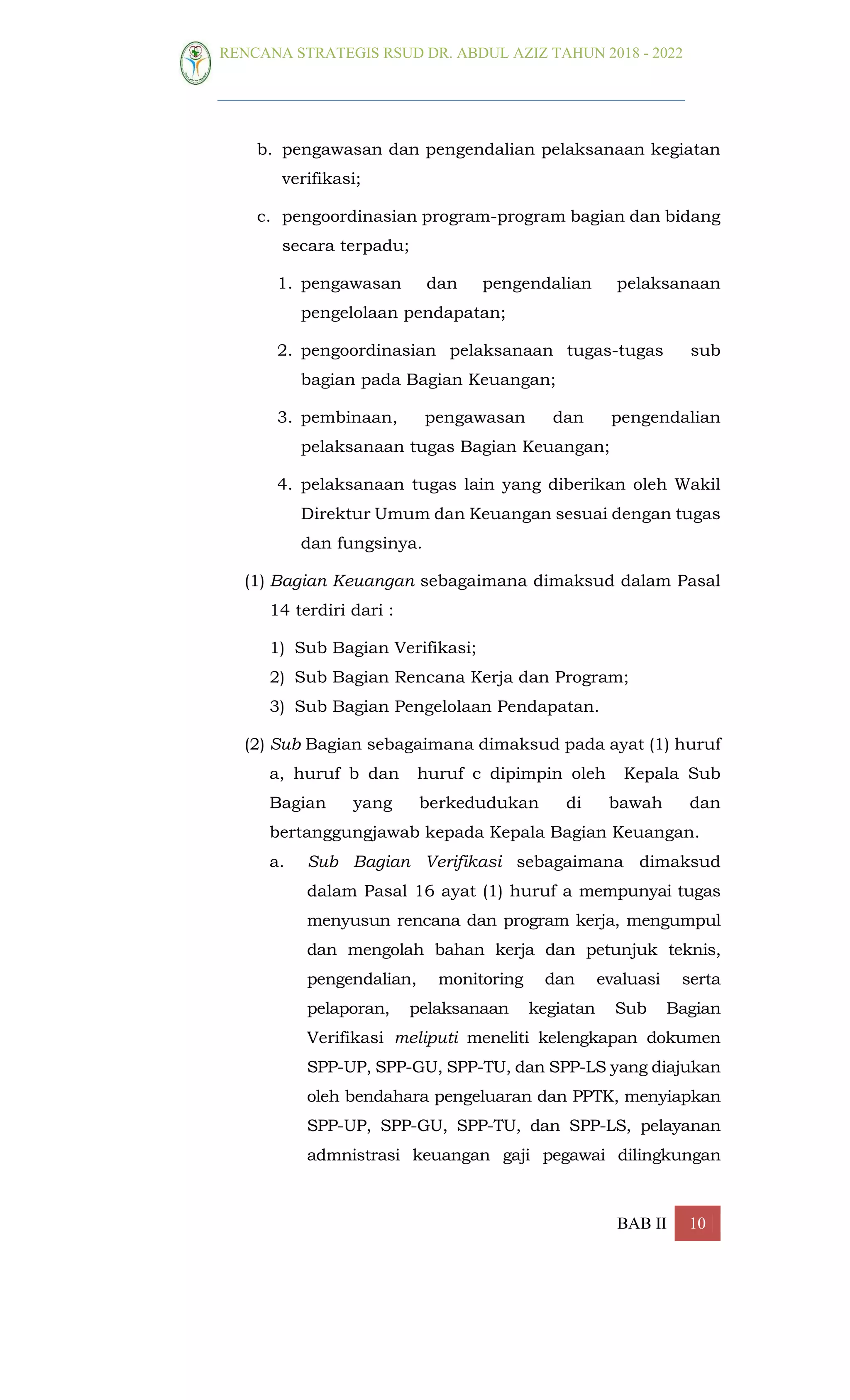 Rencana Strategis (RENSTRA) RSUD dr. ABDUL AZIZ Tahun 2018 - 2022 | PDF