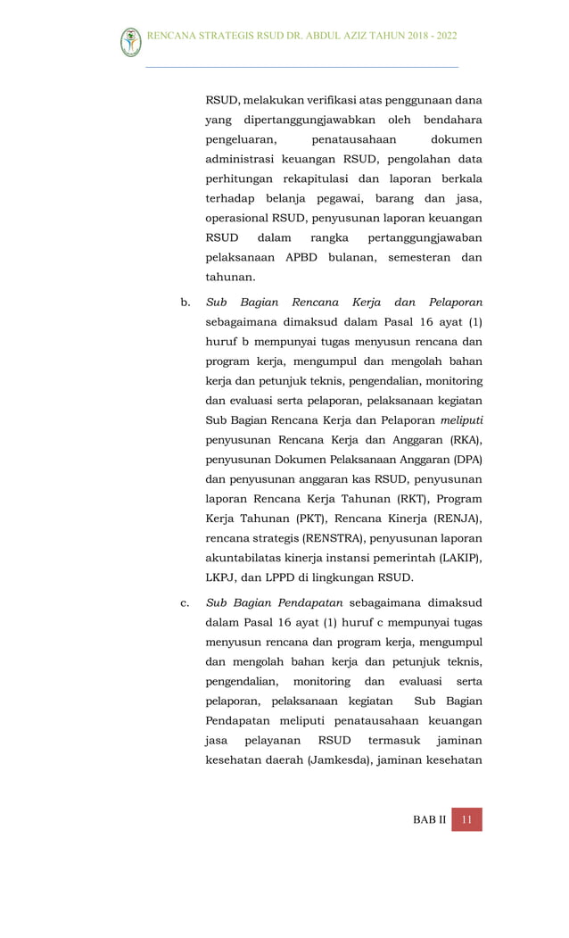 Rencana Strategis (RENSTRA) RSUD dr. ABDUL AZIZ Tahun 2018 - 2022 | PDF