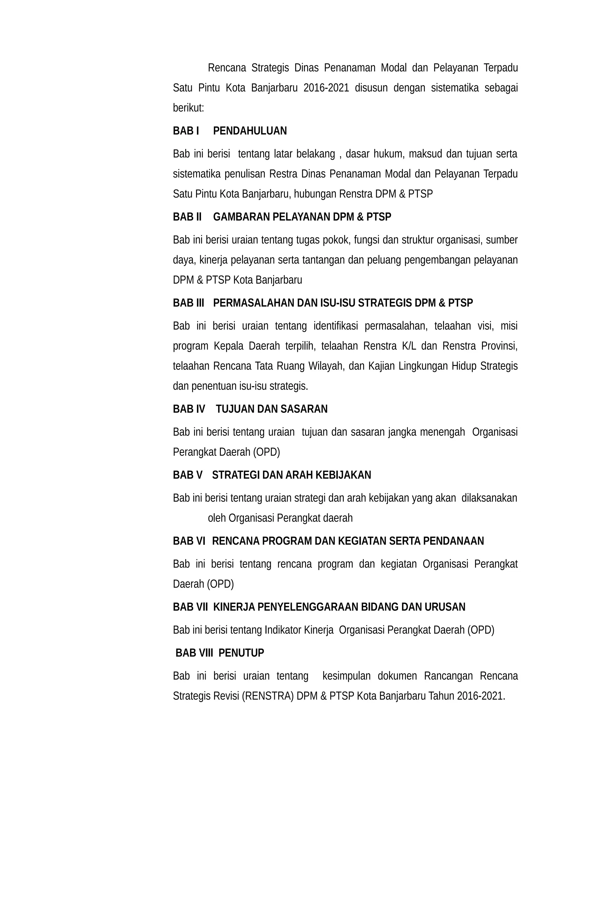 Renstra revisi dpmptsp | PDF