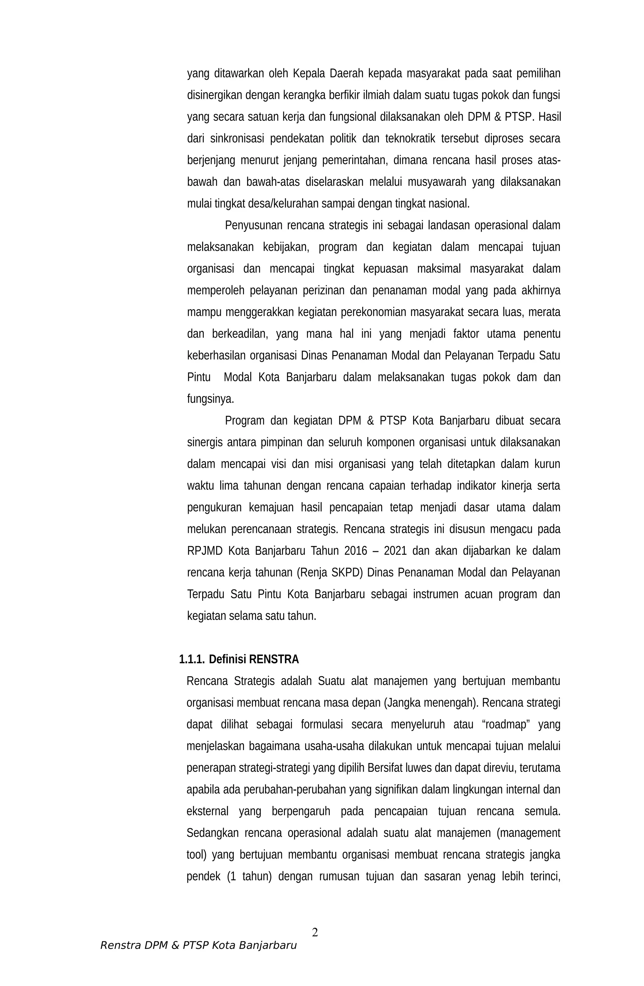 Renstra revisi dpmptsp | PDF