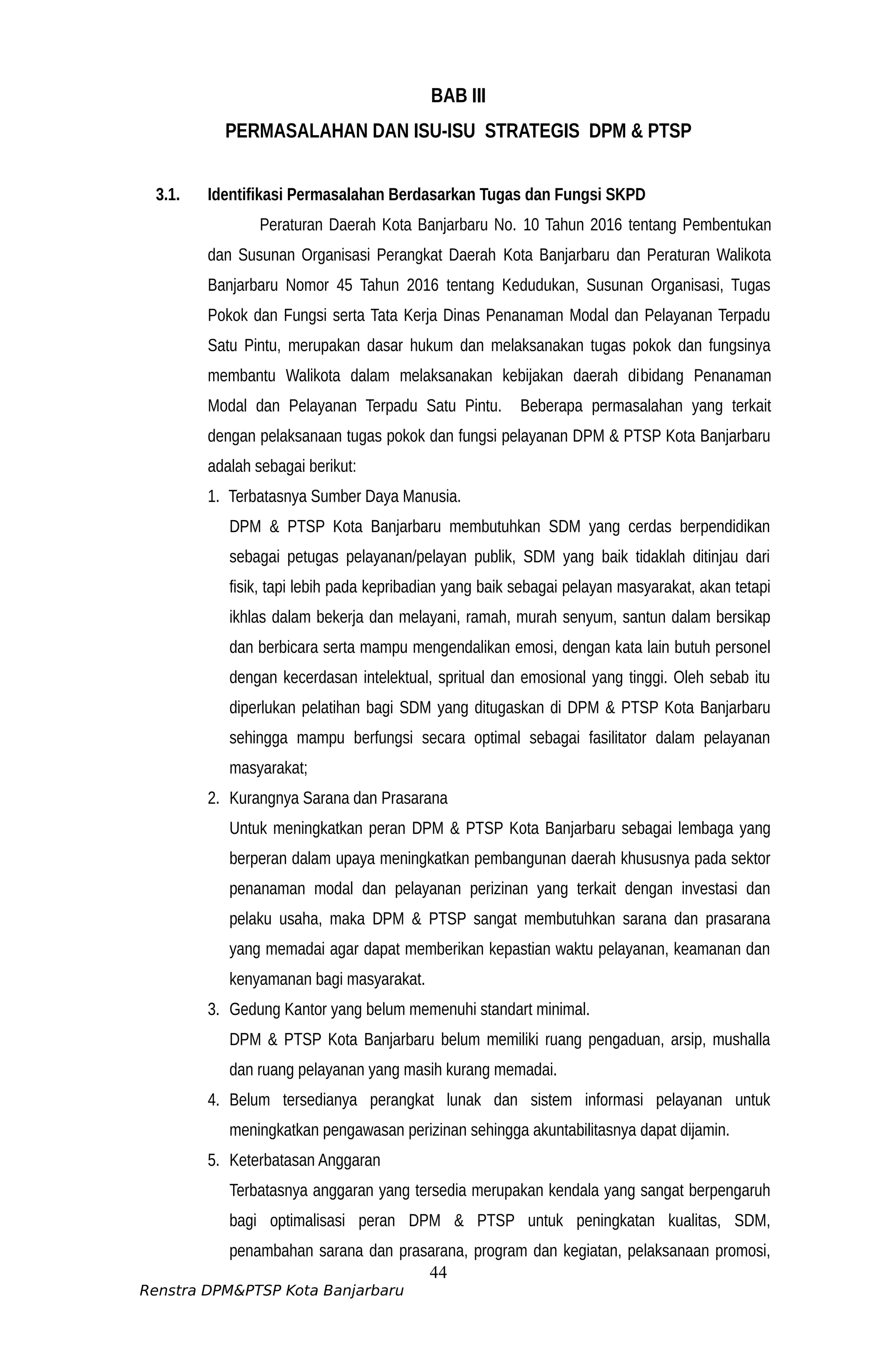 Renstra revisi dpmptsp | PDF