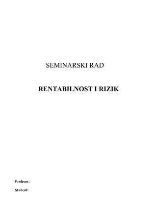 Rentabilnost i rizik | DOC