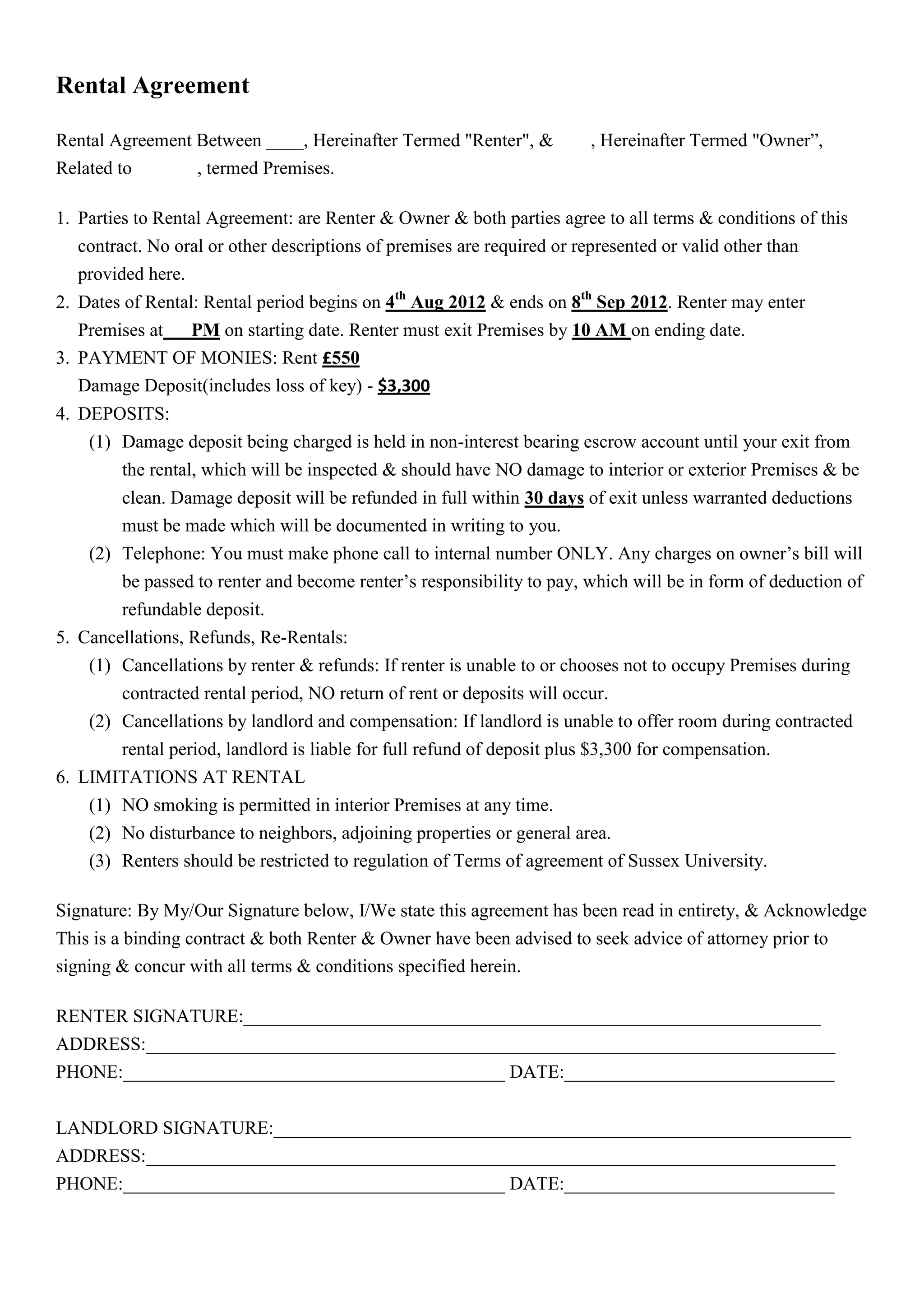 Rental agreement | PDF