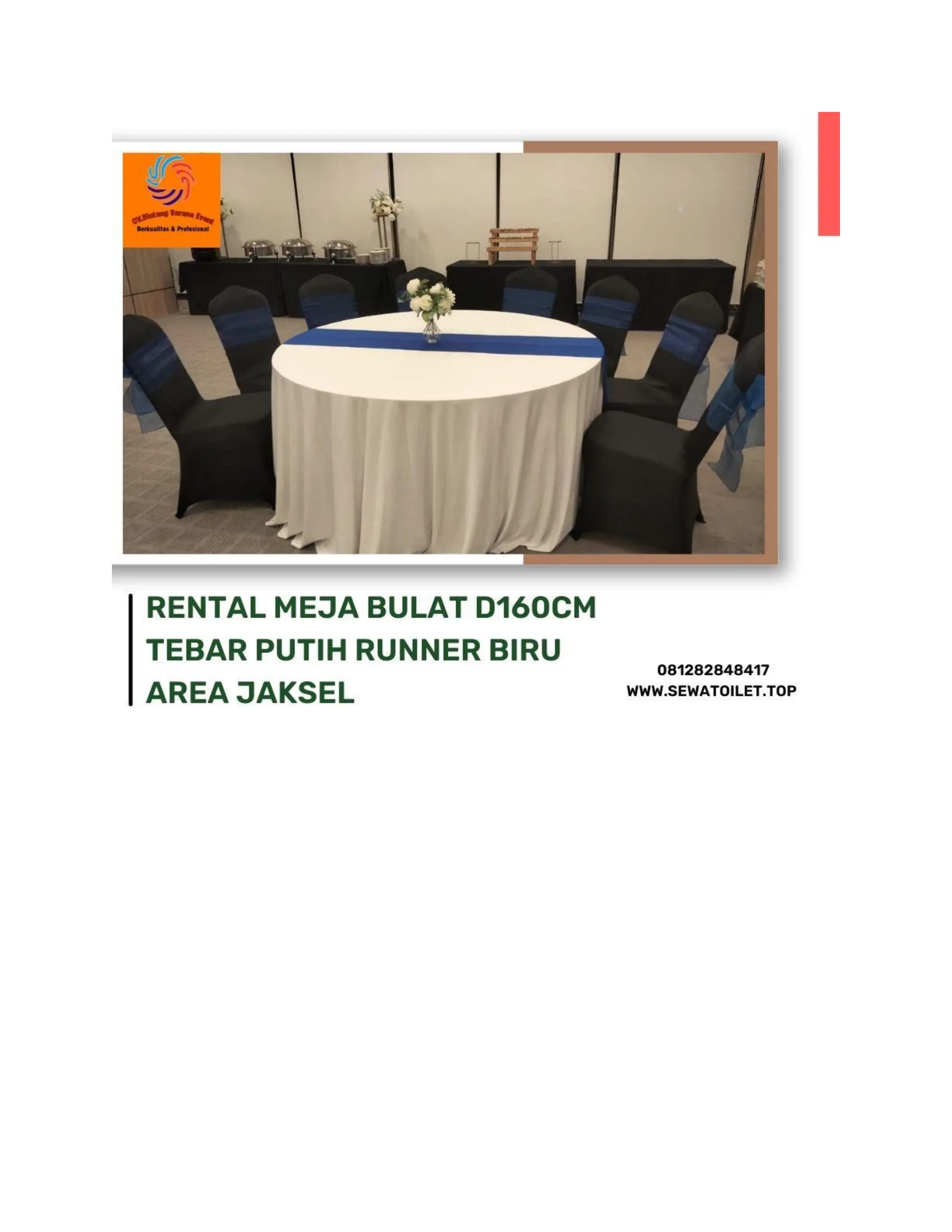 Rental Meja Bulat D160cm Tebar Putih Runner Biru Area Jaksel.pdf