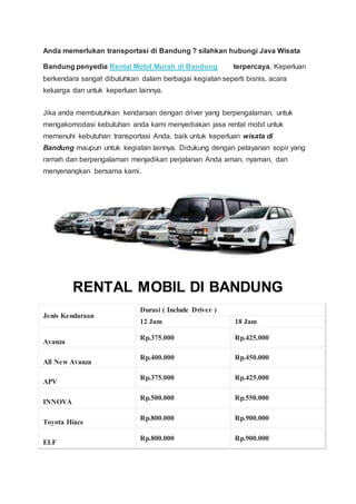 Rental mobil bandung | PDF