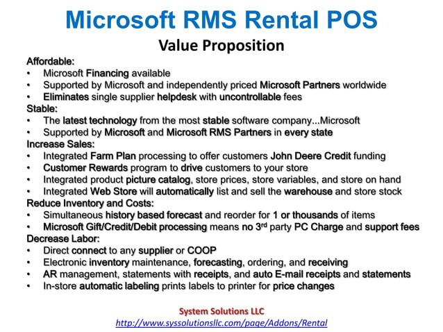 Rental POS - Microsoft RMS | PPTX