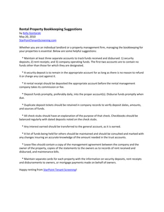 Rental property bookkeeping suggestions | PDF