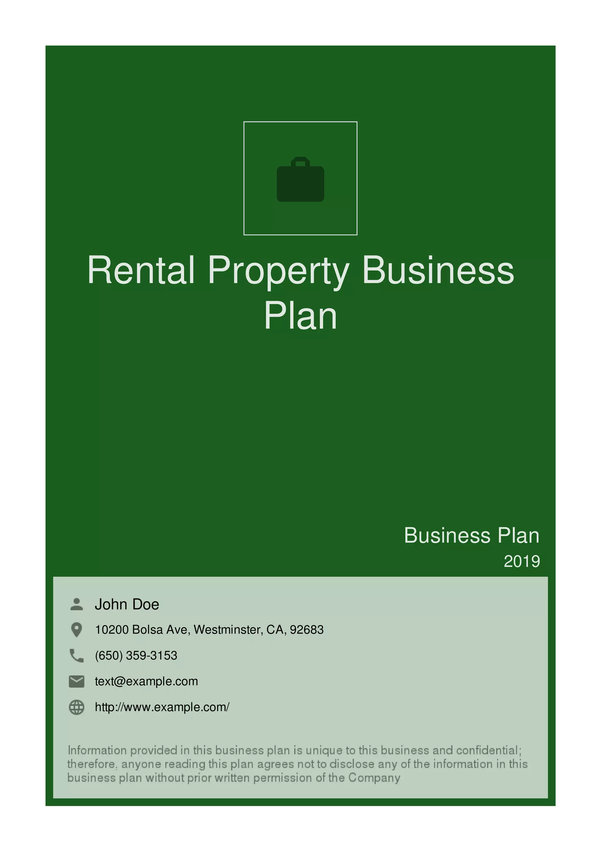 Rental property business plan example | PDF