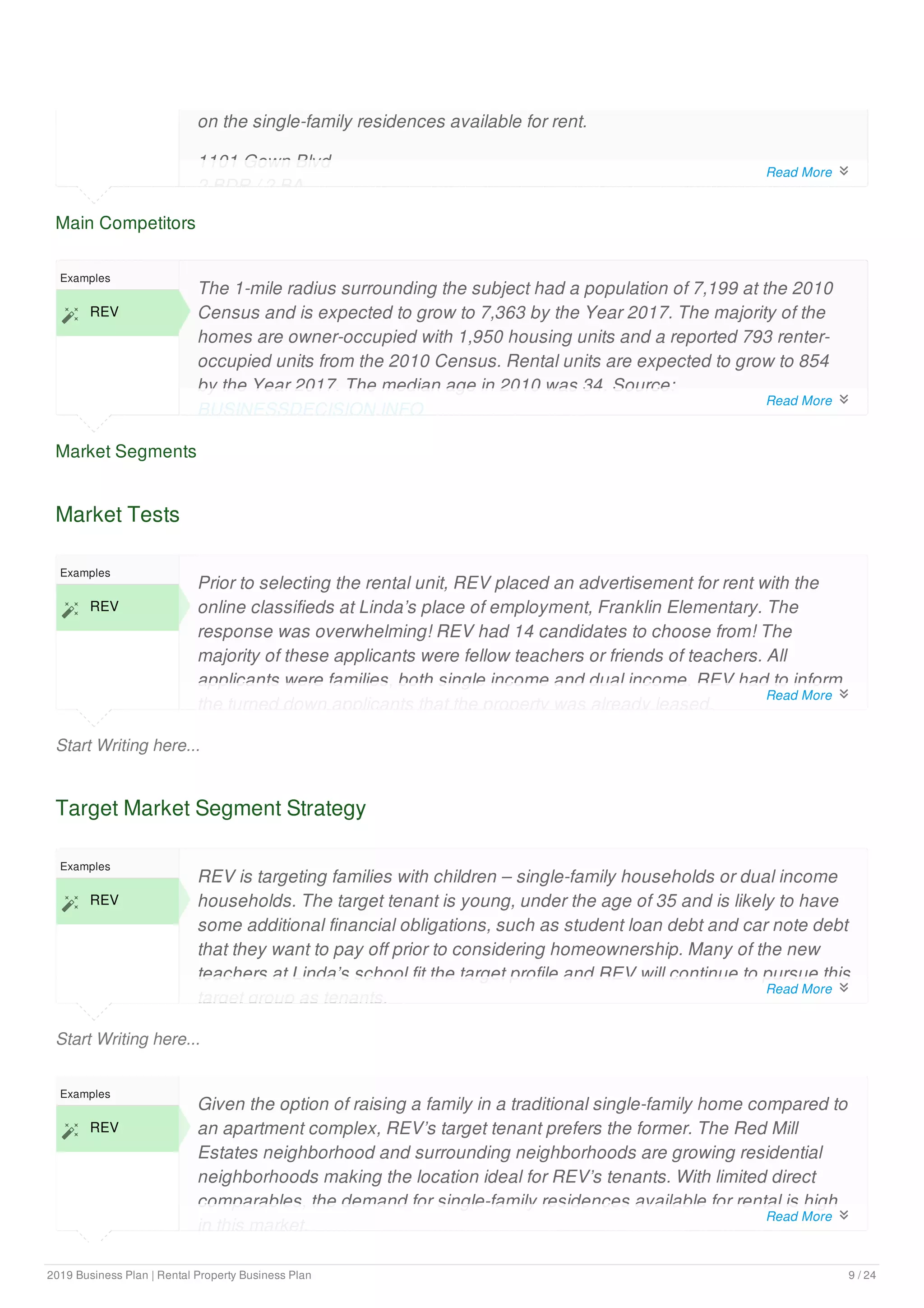 Rental property business plan example | PDF