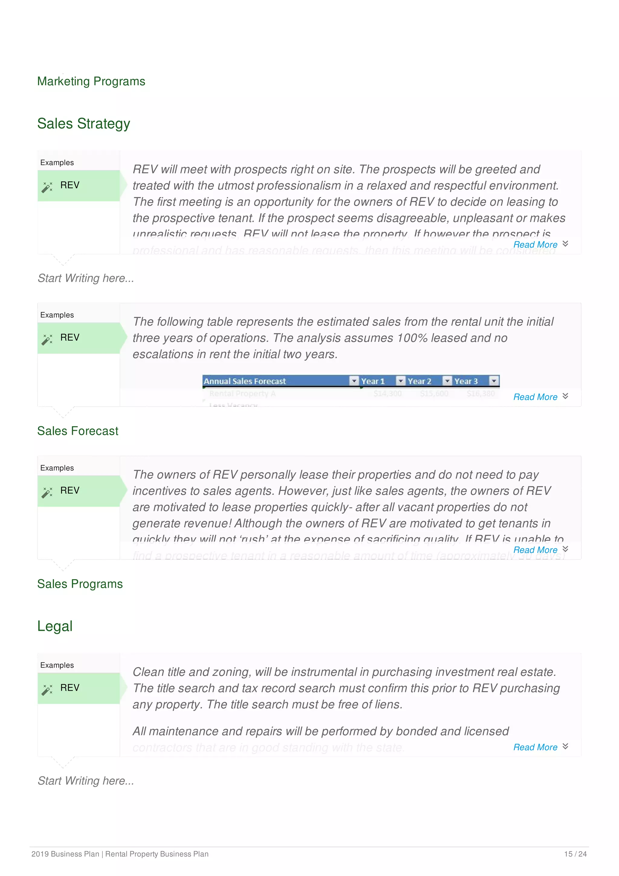 Rental property business plan example | PDF