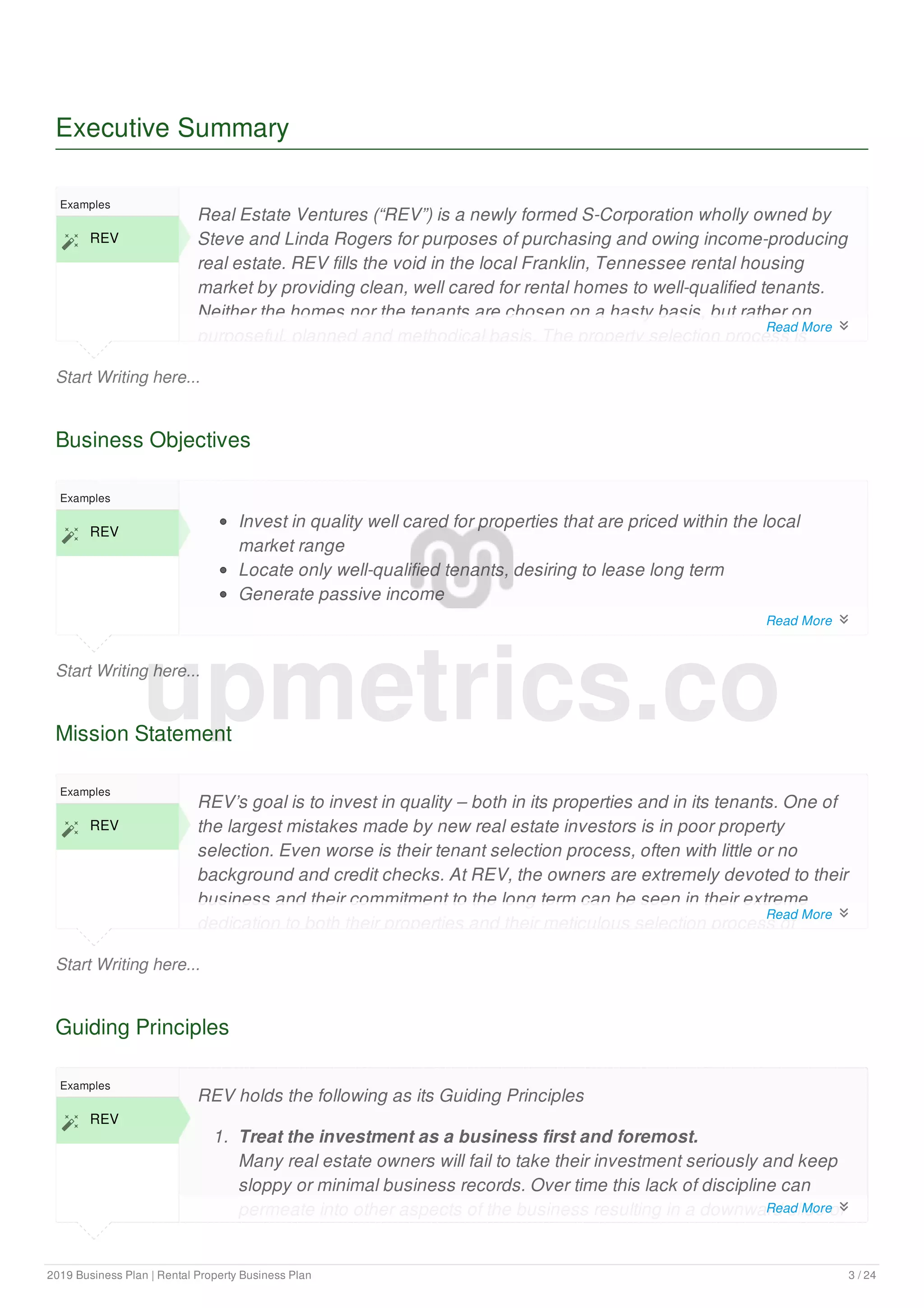 Rental property business plan example | PDF