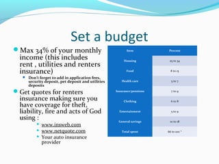 Renting your first apartment | PPT
