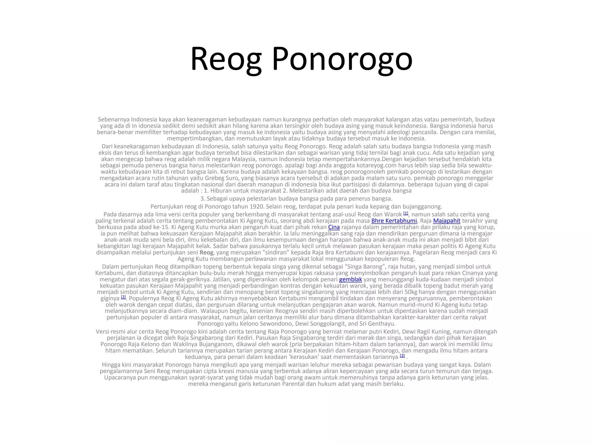 Reog ponorogo | PPTX