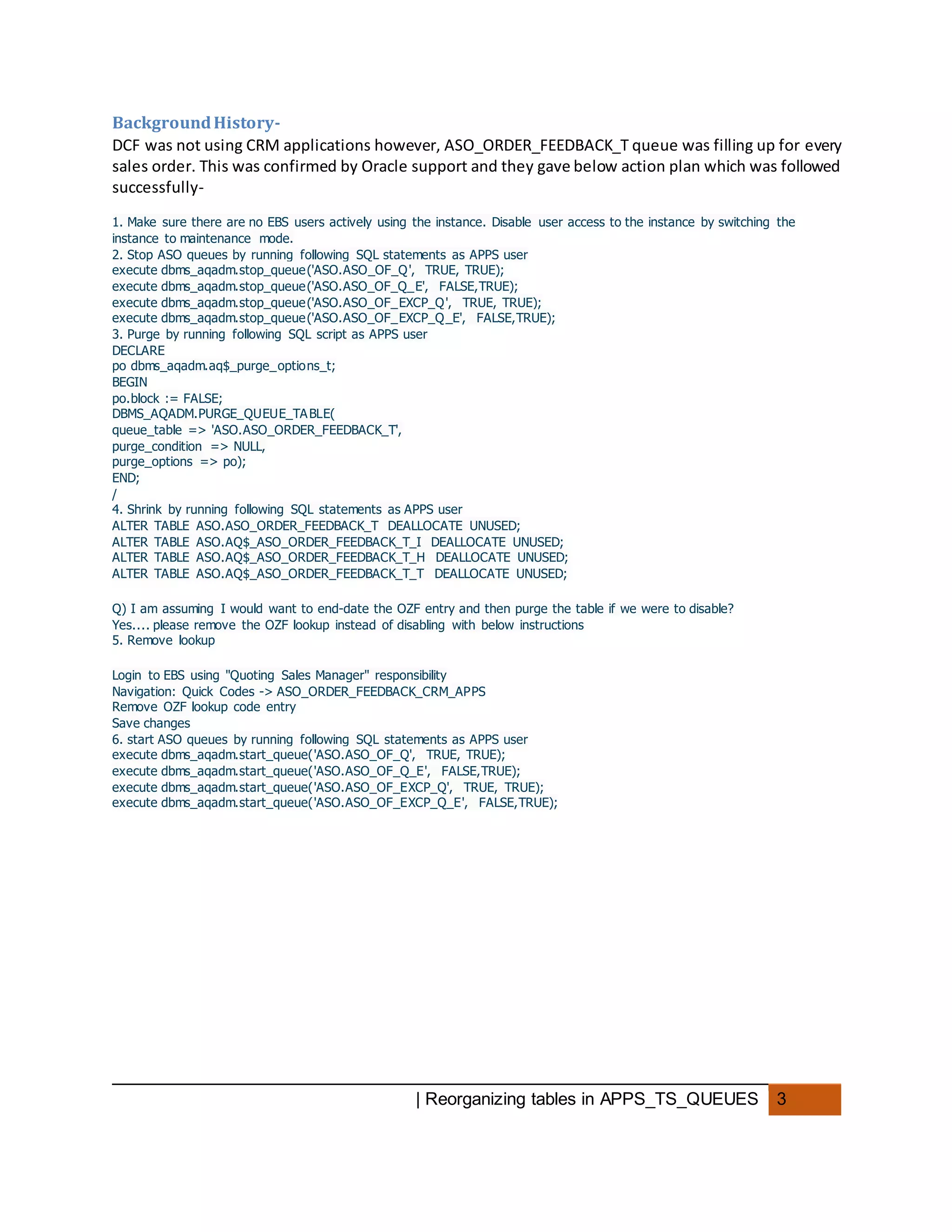 Reorganizing AQ tables in APPS_TS_QUEUES in ebs r12.1/r12.2 | DOCX