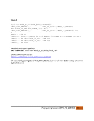 Reorganizing AQ tables in APPS_TS_QUEUES in ebs r12.1/r12.2 | DOCX