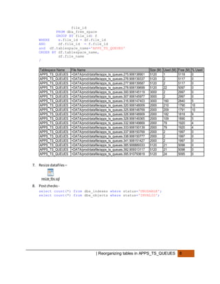 Reorganizing AQ tables in APPS_TS_QUEUES in ebs r12.1/r12.2 | DOCX