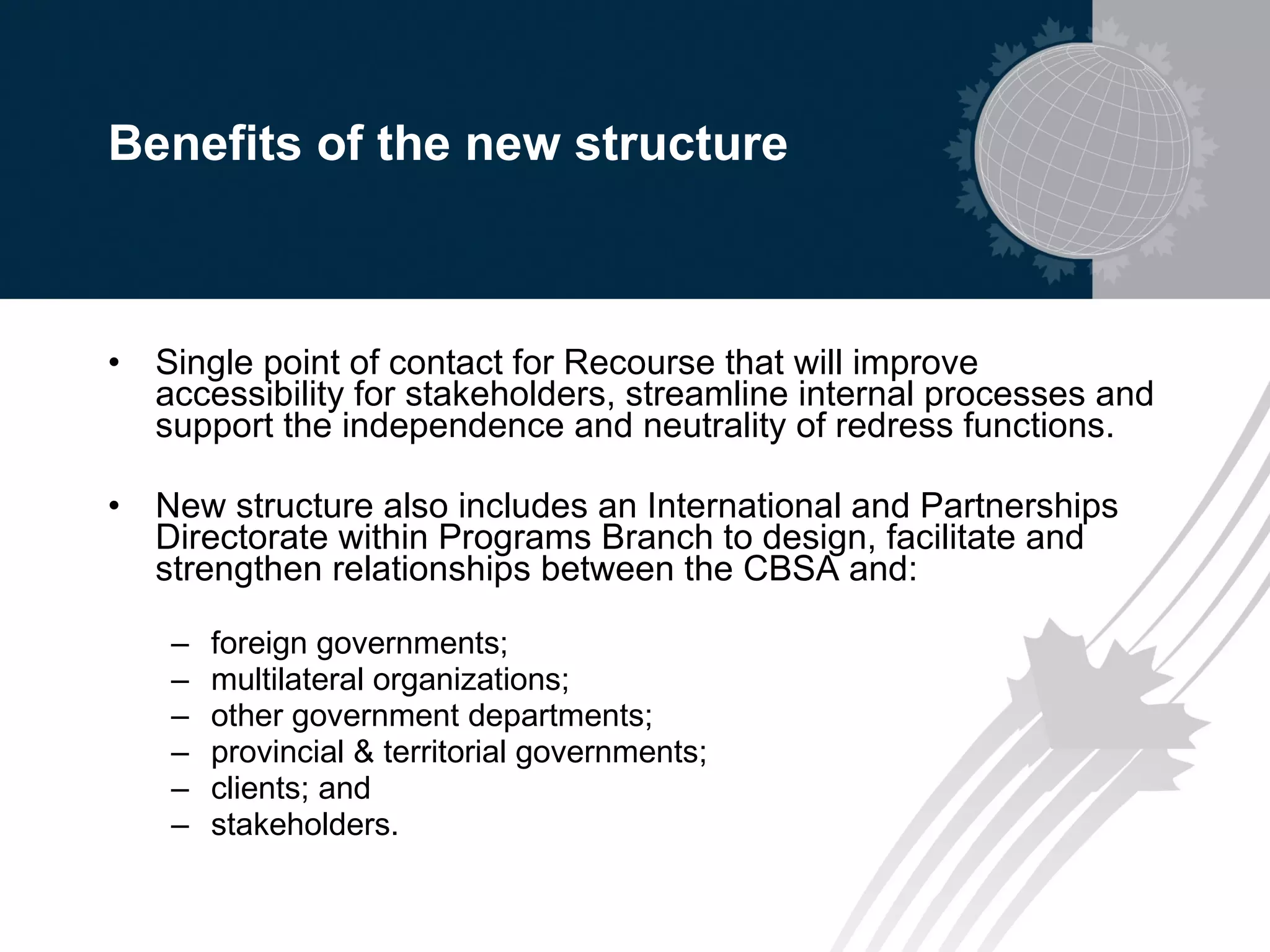 CBSA's New Organizational Structure | PPT