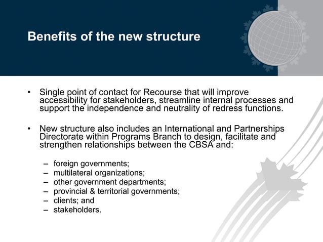 CBSA's New Organizational Structure | PPT