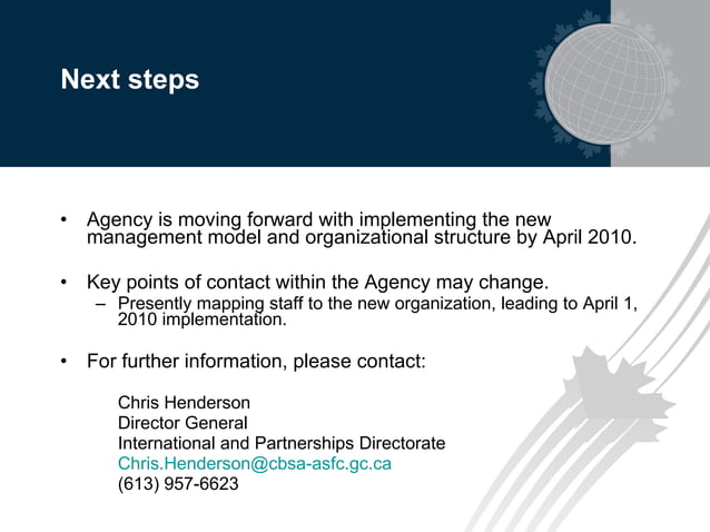 CBSA's New Organizational Structure | PPT
