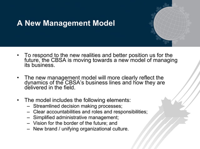 CBSA's New Organizational Structure | PPT