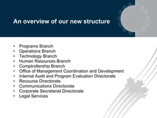 CBSA's New Organizational Structure | PPT