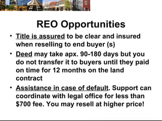 REO Sales Presentation Aug | PPT | Home Financing | Personal Debt