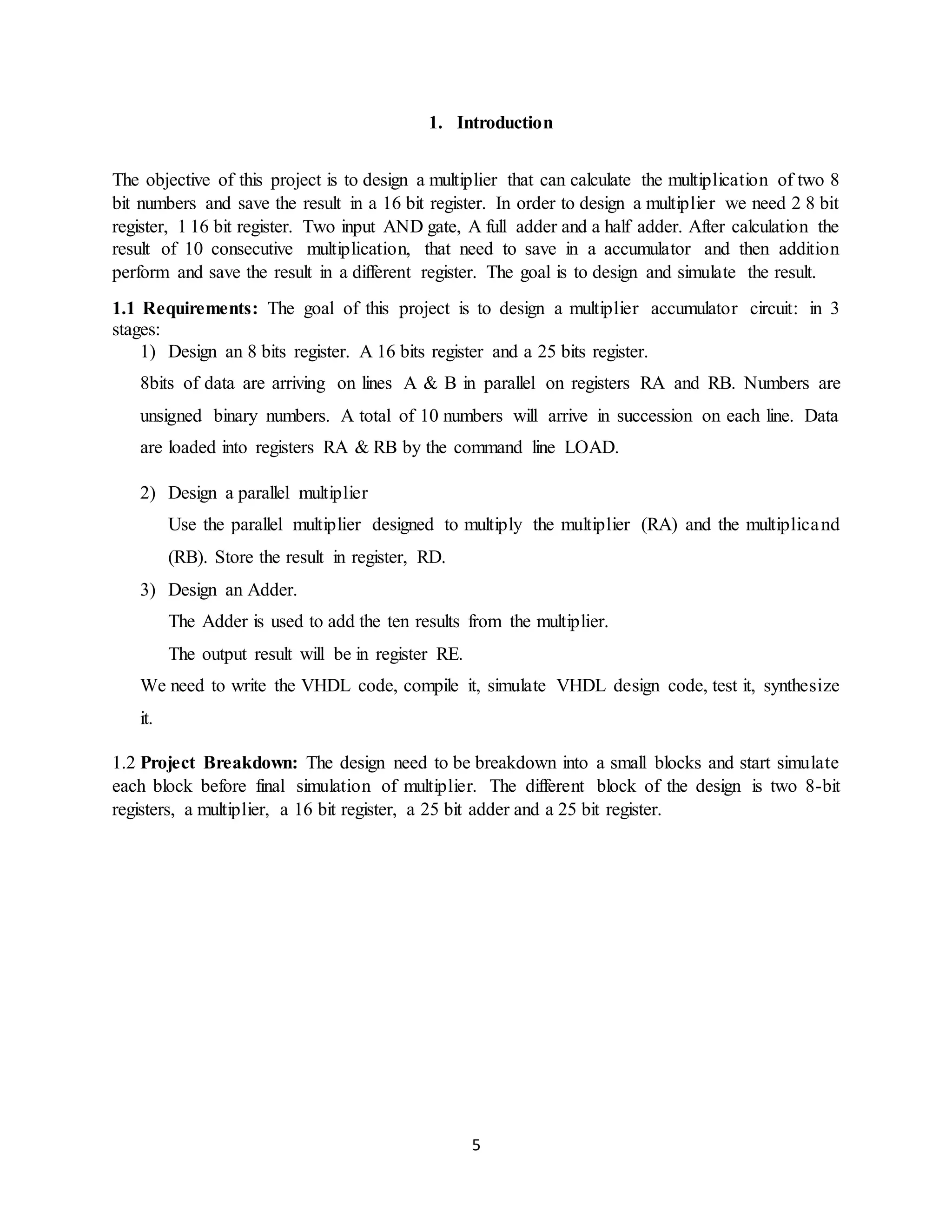 8 bit Multiplier Accumulator | DOCX