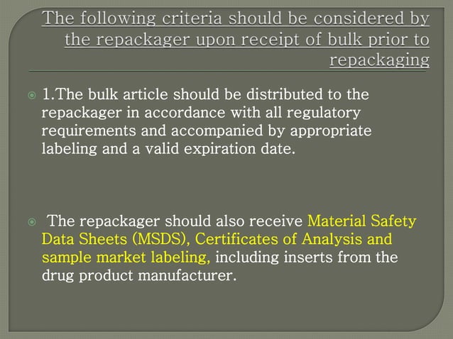 Repacking and relabelling | PPTX | Pharmaceutical Industry | Industries