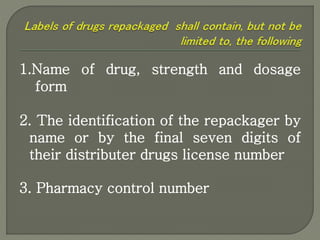 Repacking and relabelling | PPTX