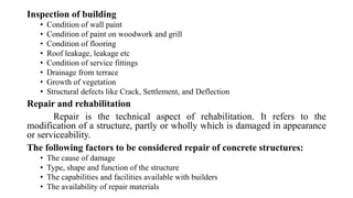 REPAIR AND REHABILITATION OF STRUCTURES.pptx | Civil Engineering ...