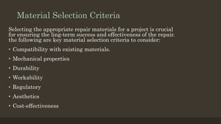 Repair Materials for concrete structures | PPT