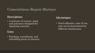 Repair Materials for concrete structures | PPT