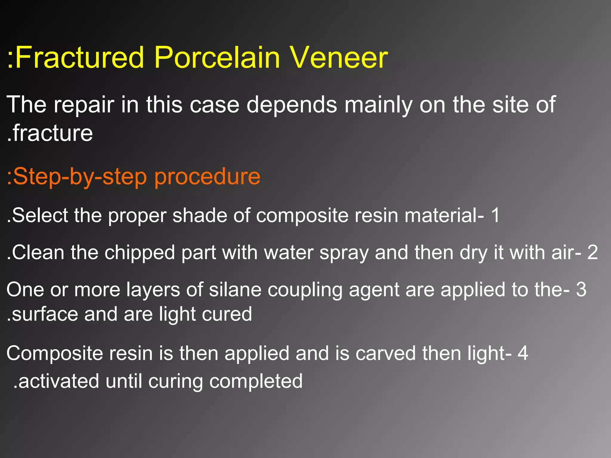 Repair of fixed partial denture | PPT