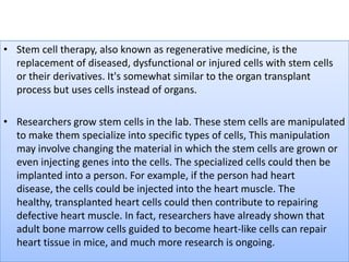 Repair and regeneration of tissues using stem cells | PPTX