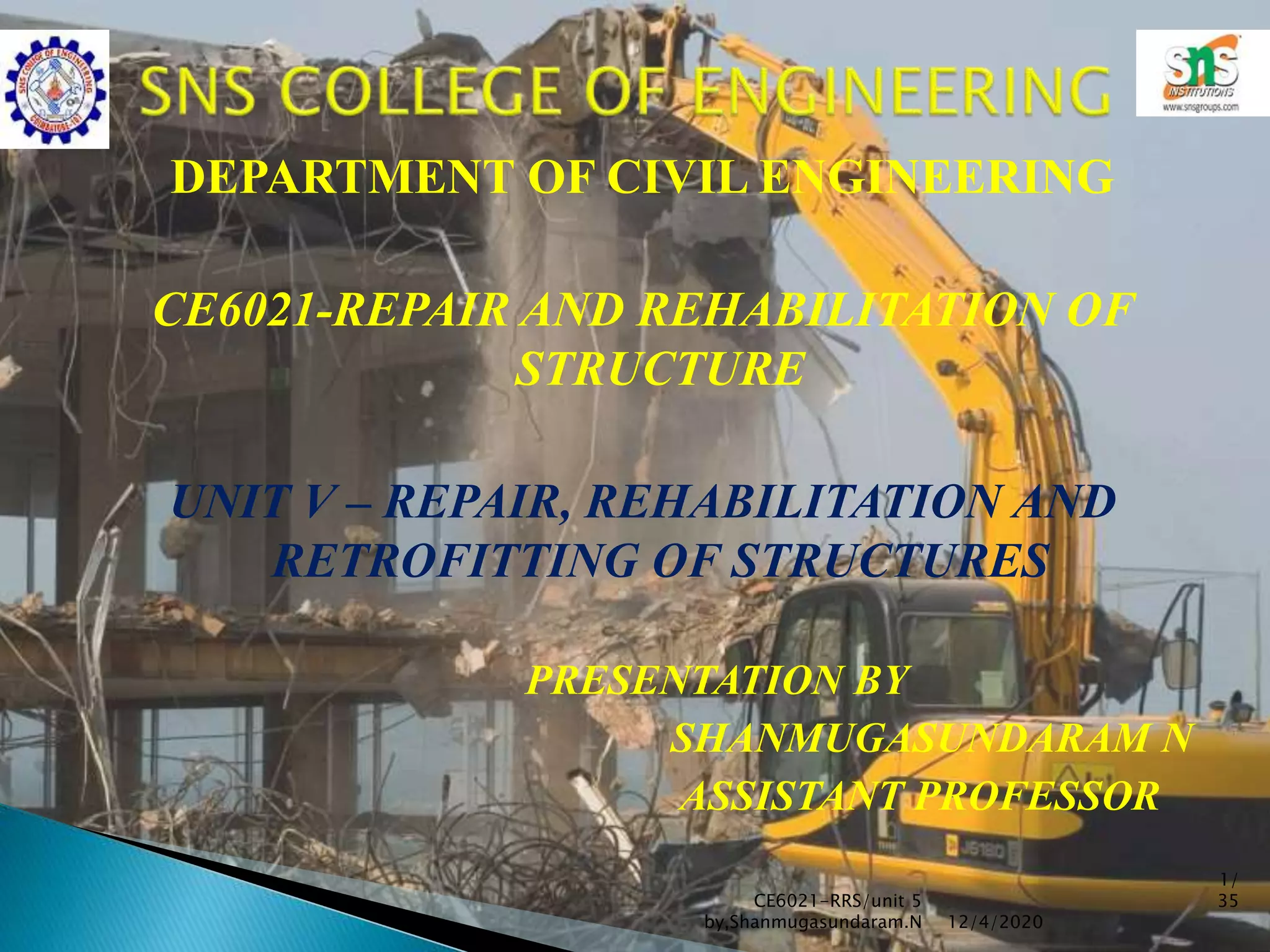 Repair, rehabilitation and retrofitting of structures - RRS | PPTX ...