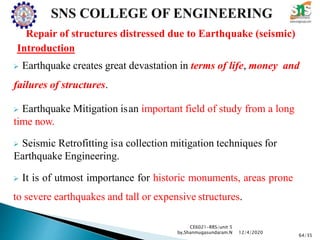 Repair, rehabilitation and retrofitting of structures - RRS | PPTX