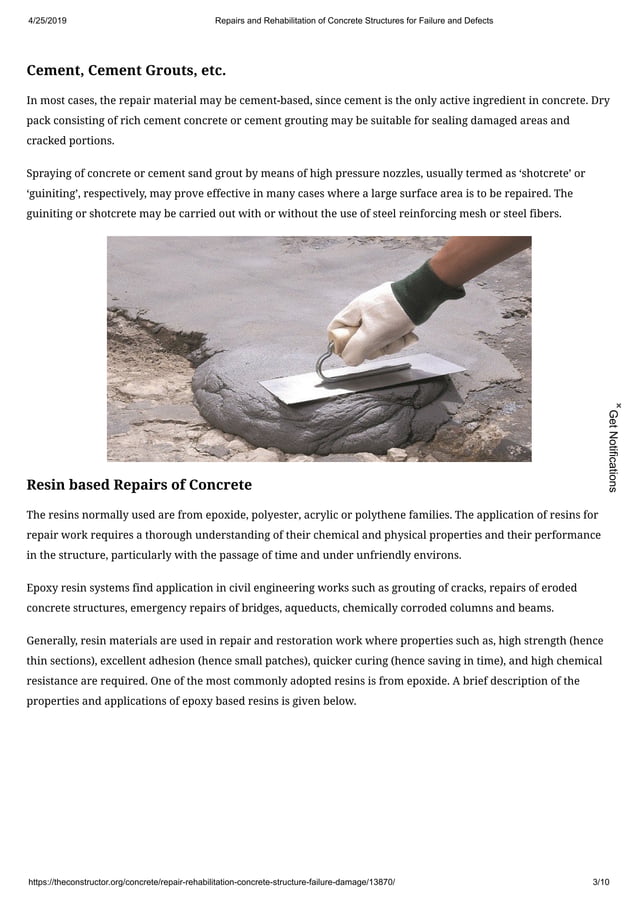 Repairs and rehabilitation of concrete structures for failure and ...
