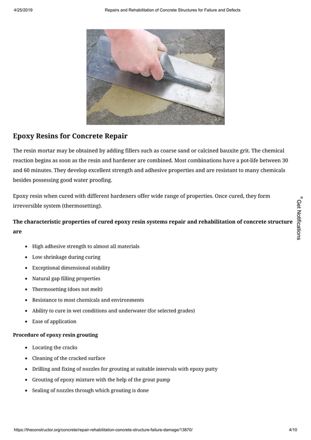 Repairs and rehabilitation of concrete structures for failure and ...