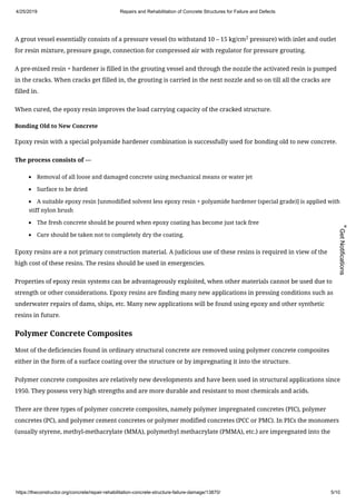 Repairs and rehabilitation of concrete structures for failure and ...