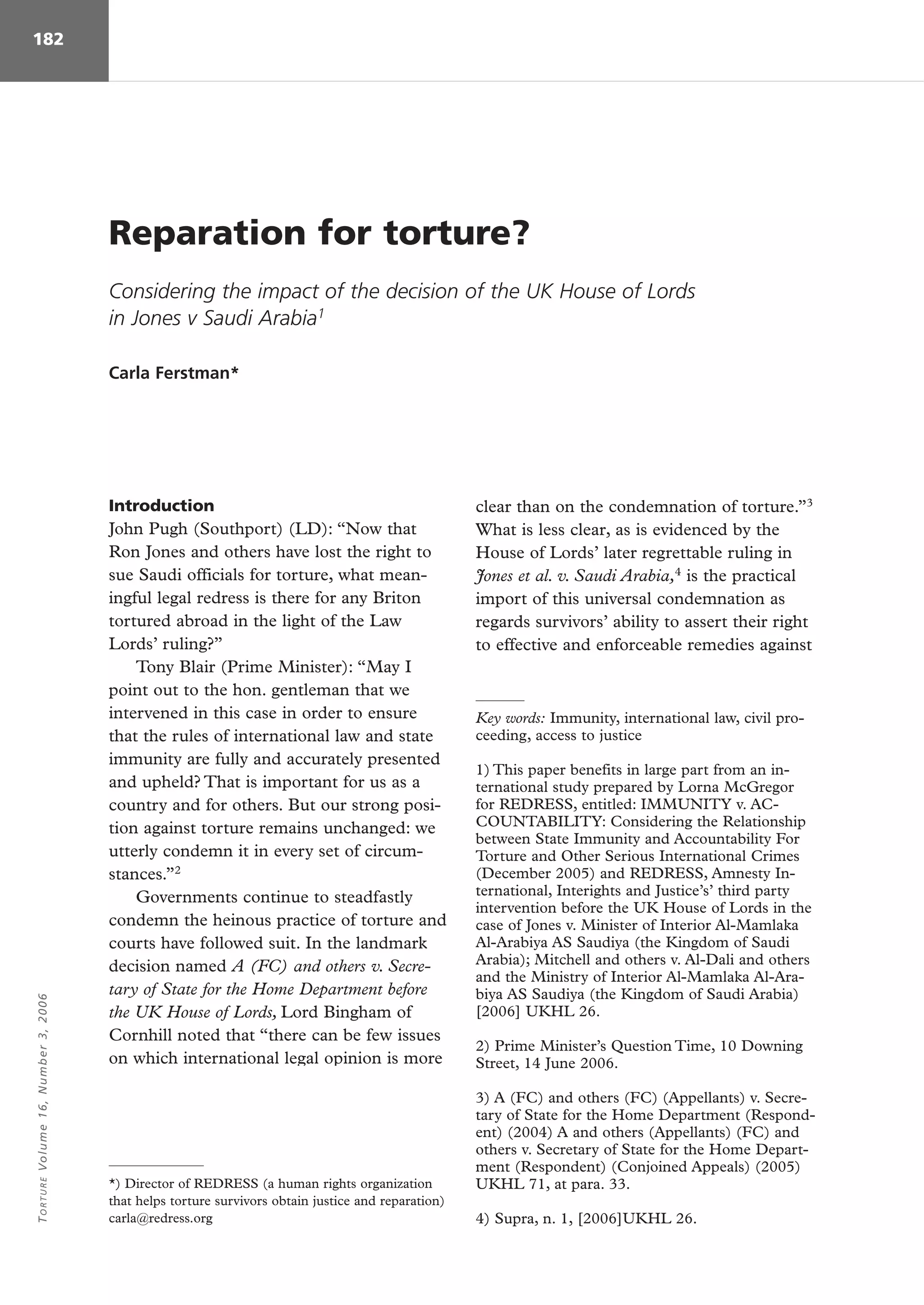 Reparation for torture in International Law | PDF