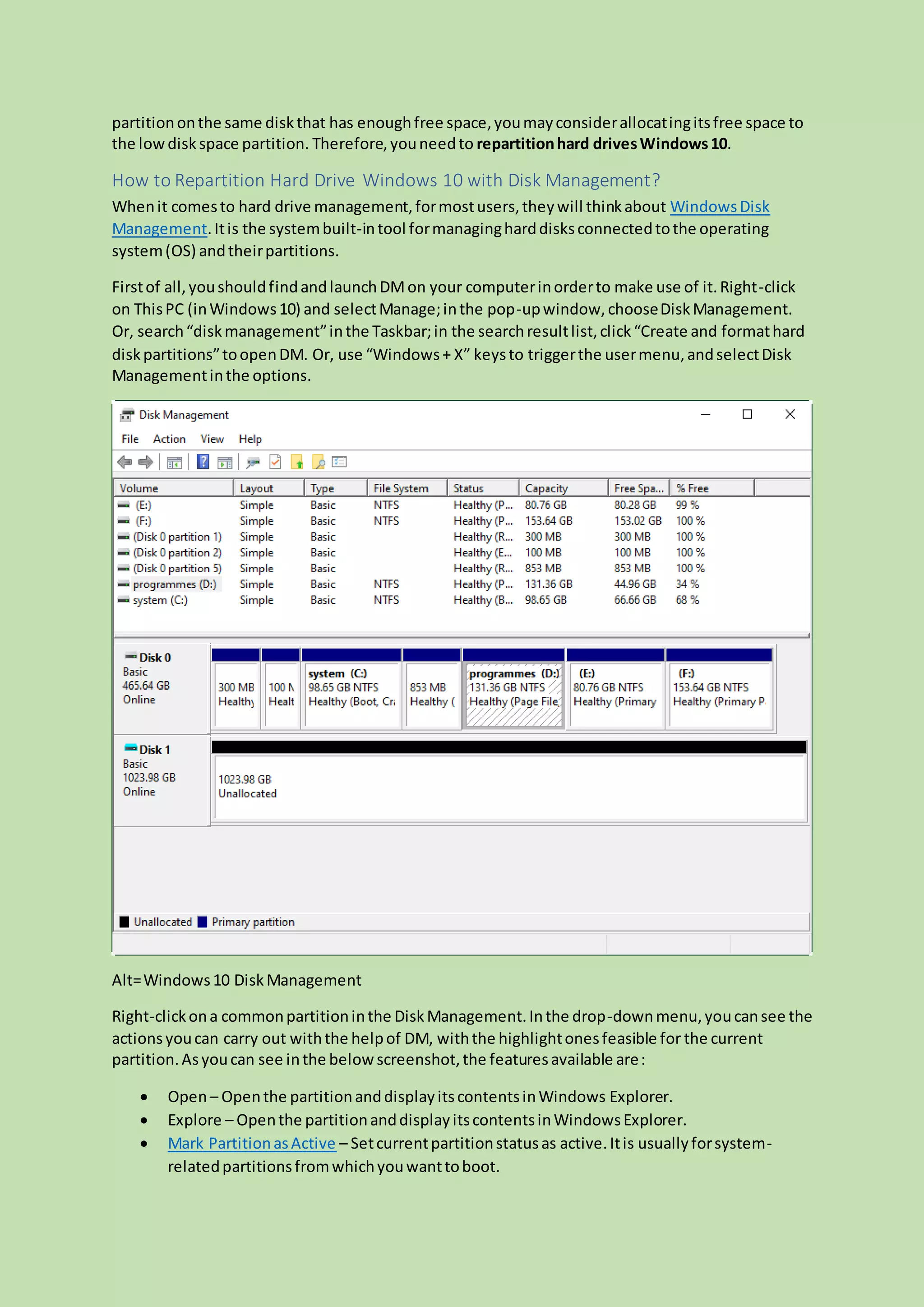 Repartition hard-drive-windows-10 | PDF