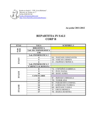 Repartizare insali 2011 2012 | PDF | Theater Venues | Attractions