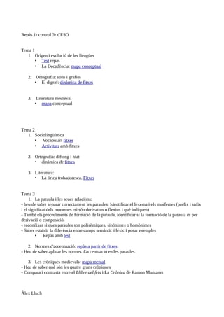 Repàs Valencià de 3r (informatiu) | PDF