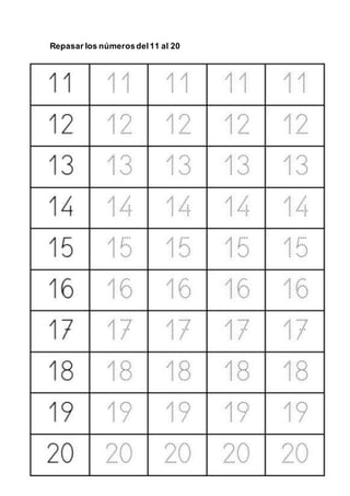 Repasar los números del 11 al 20 | PDF