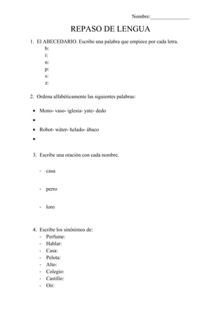 Repaso lengua | DOCX