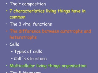 Review Unit 3 Living things 1 ESO | PPT
