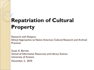 Repatriation and Special Collections | PPT